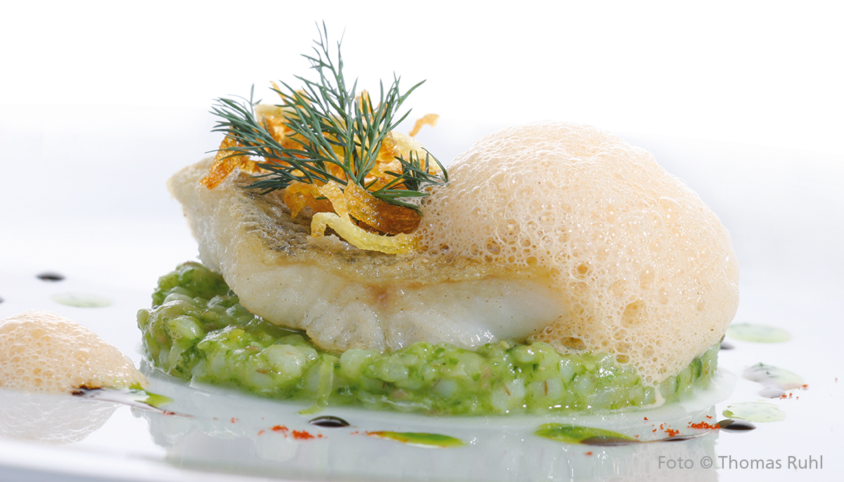 Filet vom Zander auf Bärlauchgraupen mit Flusskrebsschaum von Sascha ...